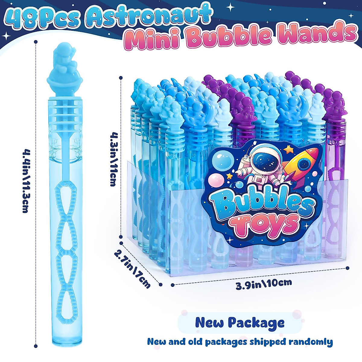 Winrayk 48Pcs Astronaut Mini Bubble Wand Bubbles Party Favors for Kids Bubbles Bulk Birthday Gift Valentine Christmas Wedding Goodie Bag Stuffer Classroom Prize Outdoor Toy Space Party Favors Supplies