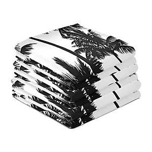 ALAZA Tropical Black Palm Tree White Decorative Kitchen Dish Towels Set of 4,Soft and Absorbent Kitchen Hand Towels Home Cleaning Towels Dishcloths,18 x 28 Inch