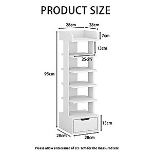 Mepplzian Shoe Rack Storage Rack with Bottom Drawer & 6 Shoe Rack Compartments, Space Saving Shoe Rack, Suitable for Bedroom, Living Room & Office(White Small)