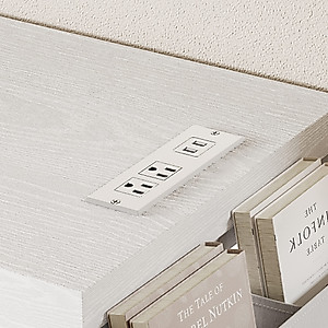 LIKIMIO Dresser for Bedroom 6 Drawer with Charging Station, TV Stand Storage Chest of Drawers for Living Room Hallway Entryway, MDF Board, White