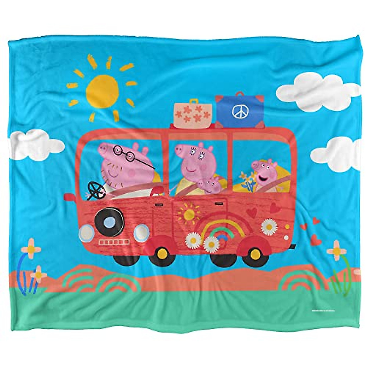 Peppa Pig Blanket, 50"x60" Road Trip with The Family Silky Touch Sherpa Back Super Soft Throw Blanket