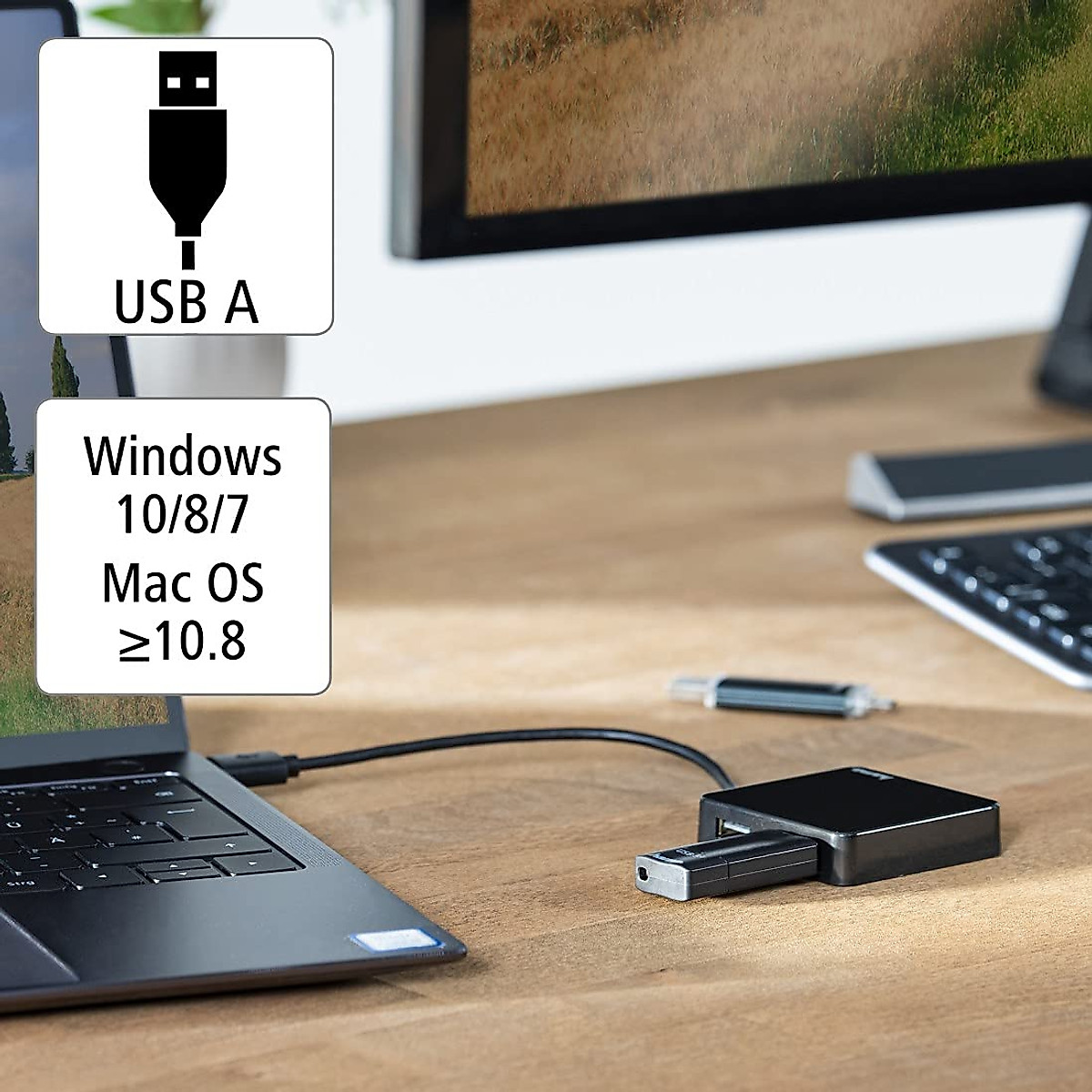 Hama USB Hub, 4 Ports, USB 2.0, 480 Gbps, Black, 00200121