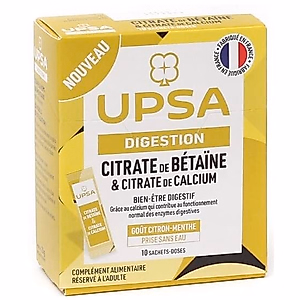 Betaine & Calcium Citrate by UPSA France for Digestive Comfort-Pack of 10 Sachets Doses