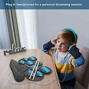 Electronic Drum Set Potable Drum Set Volume Control Electric Drum Set MIDI Drum Pad with 2 Built-in Stereo Speakers Foot Pedals, Sticks Christmas& Birthday Gift Can Record Tracks (Drum Songs Included)