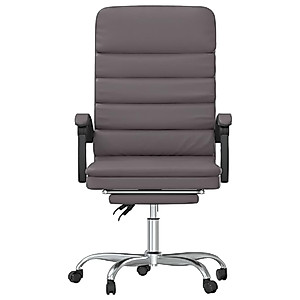 GOLINPEILO Faux Leather Massage Reclining Office Chair with Footrest, Ergonomic Office Chair, Computer Desk Chair for Home Office, Gray Faux Leather, Style D -719