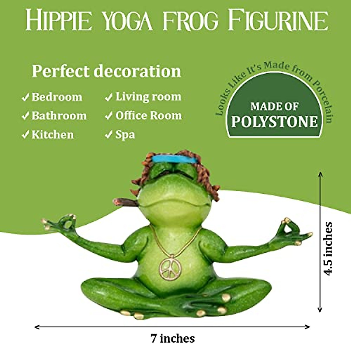Meditating Yoga Frog Figurine Home Decorative Accent Decor Funny Zen Hippie Frog Yoga Lotus Pose (Hippie)