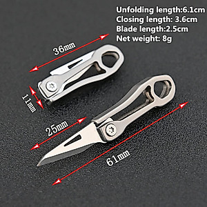 KUNSON Ultra Small Little Folding Pocket Titanium Alloy Knife with 420j2 Stainless Steel Blade, Mini EDC Portable Knife/Box Cutter/Package Opener, Ultra Compact and Lightweight Mini Folding Knife
