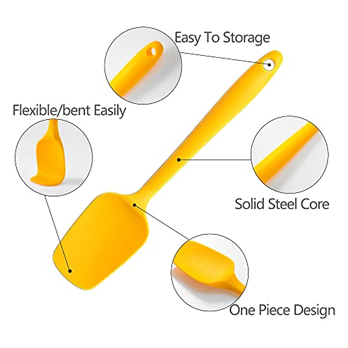 Silicone Spatula Set of 11 Kitchen Utensils with Iron Holder for Baking, Cooking, and Mixing,Cooking Spatulas Nonstick Cookware，Seamless and Flexible,Dishwasher Safe (Yellow)
