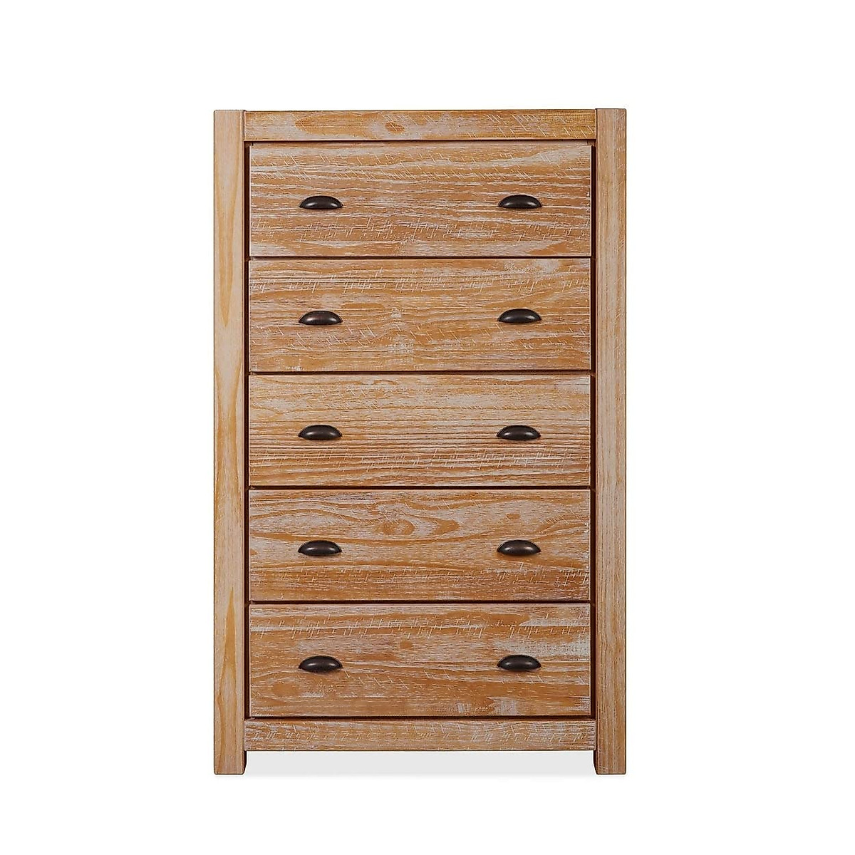 Grain Wood Furniture Montauk 5-Drawer Chest, Solid Wood with a Rustic Walnut Finish