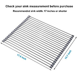 Seropy Roll Up Dish Drying Rack Over The Sink Dish Drainer for Kitchen Sink 17.5 x 15.7 Inch and Clothes Drying Racks for Laundry Foldable 10 Clips 6 Pack Sock Hanger