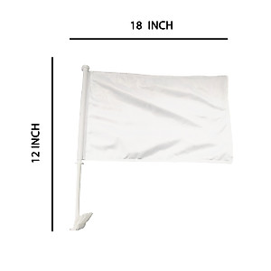 BANNER BUZZ MAKE IT VISIBLE Solid White Car Window Clip Flag Fade Resistant Vehicle for Patriotic, Sports Events, Parades - Premium - Double Side Printing (Pack of 100)