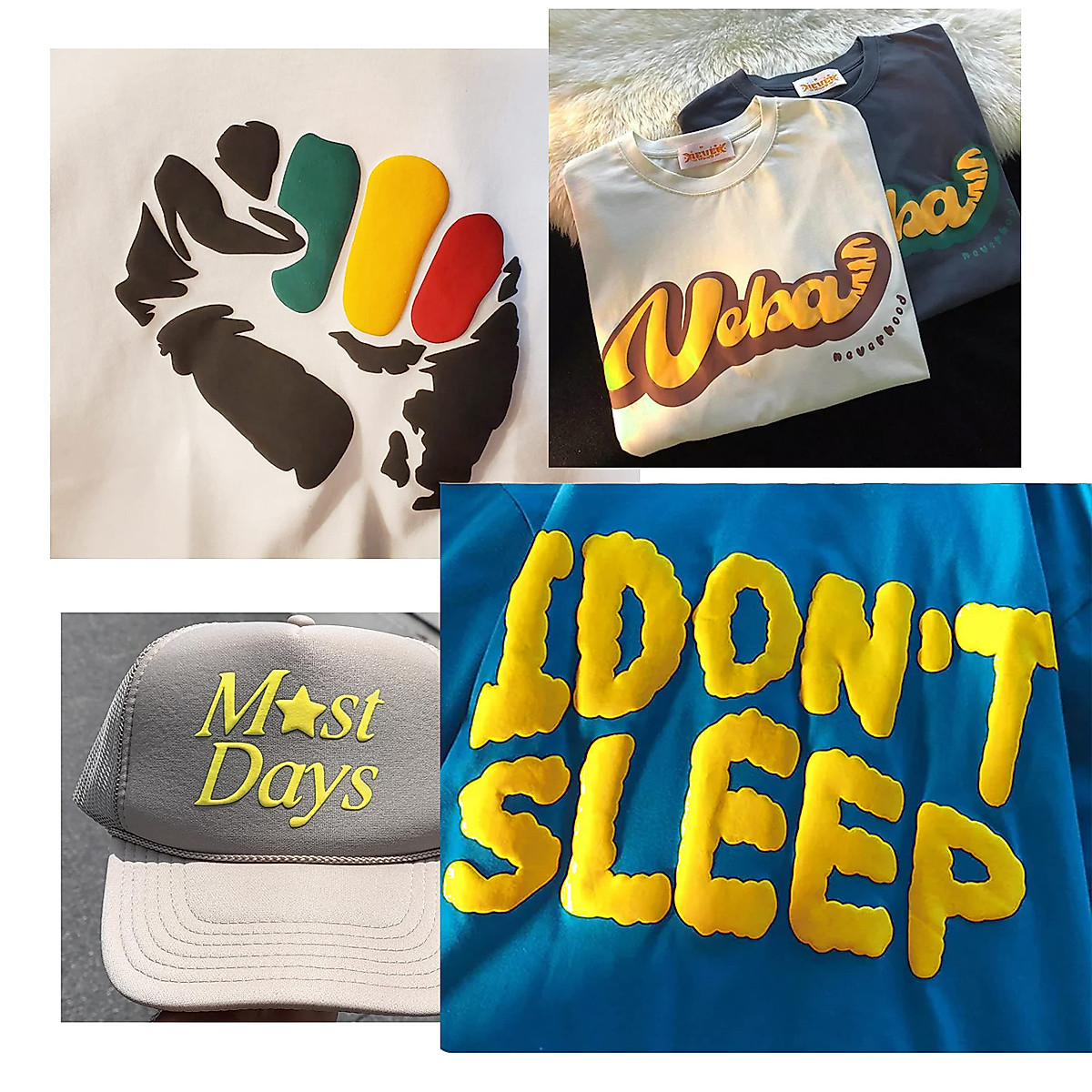 KINGSOW Puff HTV Vinyl Rolls: 10"x4ft 3D Puffy Black Colors Foaming Iron-on Heat Transfer Vinyl Single Roll for T-Shirts, Heat Press Cutter Machine, Bags etc. DIY Crafts