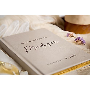 Vow Books Set of 2 (Promises Design) - Custom Hard Cover Luxury Modern Wedding Ceremony or Vow Renewal Booklets, Bride Groom Gifts, Engagement Party or Reception Speech Notes