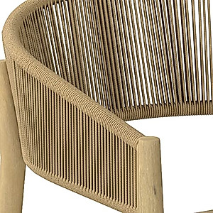 SIMPLIHOME Bayshore 28 Inch Wide Contemporary Outdoor Conversation Chair (Set of 2) in Natural Polyester Fabric, Fully Assembled, For the Living Room and Family Room