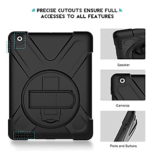 ProCase Rugged Heavy Duty Case for iPad 2 3 4(Old Model), Shockproof 360 Degree Rotatable Kickstand Protective Cover Case for iPad 2nd/iPad 3rd/iPad 4th -Black