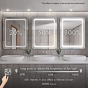 LIMORELI LED Bathroom Mirror, Oblong Frameless Wall Mounted Mirror, Anti-Fog and Explosion-Proof, Large Vertical or Horizontal Makeup Mirror for Vanity Room, 24X30 Inch