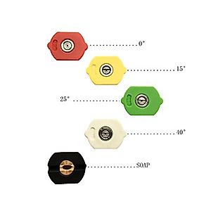 Tool Daily Pressure Washer Spray Nozzle Tips Multiple Degrees, 1/4 inch 5-Pack (2.5 GPM)