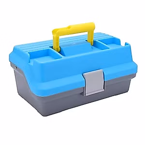 HERCHR 3 Layers Tackle Box Fishing Tray Tackle Box Premium Large Tackle Storage Portable Tackle Organizer Fishing Lure Box Fishing Boxes Compact Tackle Box Plastic Tool Box, Blue/Gray