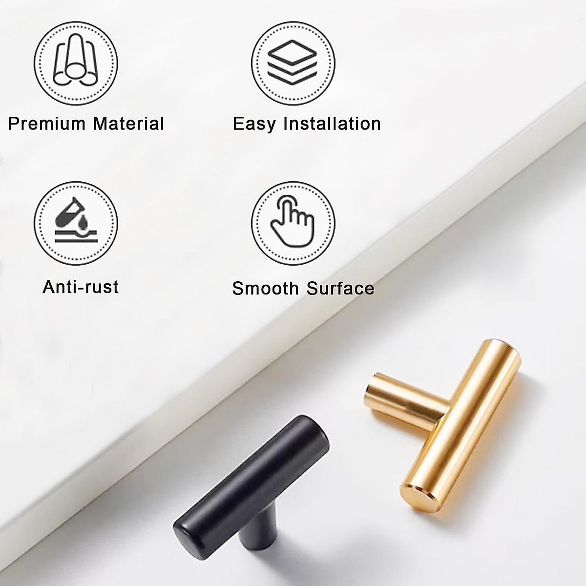 THSIREE 12PCS Cabinet Knobs, Cabinet Pulls Drawer Knobs, T Knobs Single Hole Cabinet Hardware with Screws, for Kitchen Bedroom Furniture, Silver