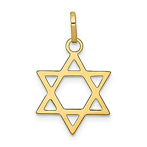 14K Yellow Gold Star of David Jewish Magen Necklace Judaica Religious Pendant Israel Charm Only