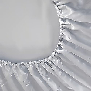 Sfoothome Silver Satin Bed Sheet Set, Satin Sheets Queen Size, Deep Pocket Silky Satin Sheet Set with 1 Fitted Sheet, 1 Flat Sheet and 2 Pillow Cases- Wrinkle, Fade, Stain Resistant- 4 Piece