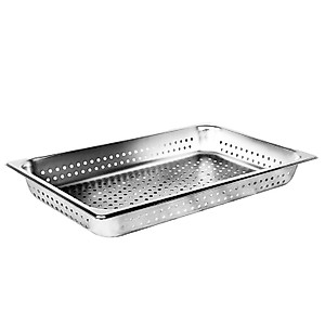 Thunder Group full size 2 1/2" deep perforated 24 gauge steam pans, comes in each