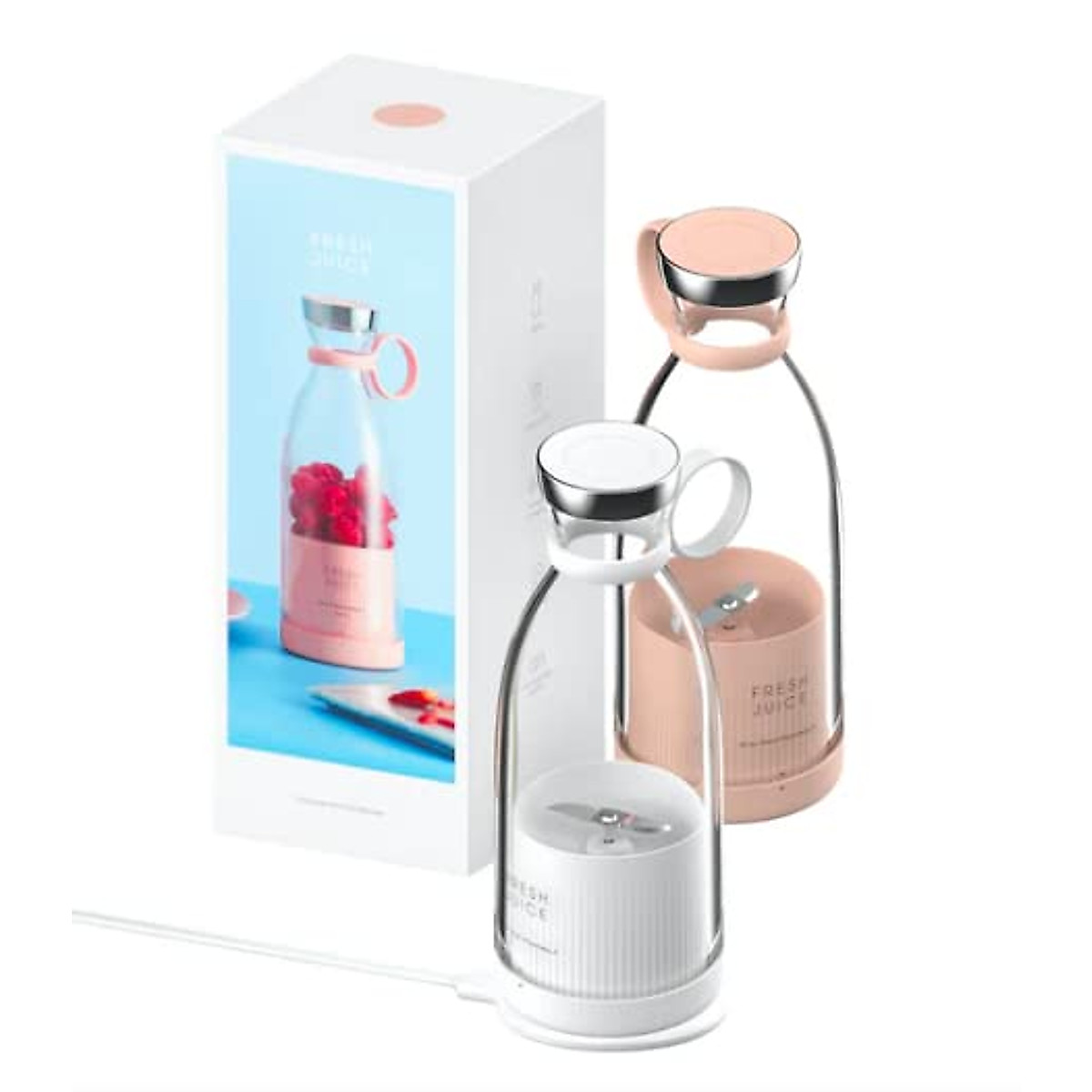 Fresh Juice Portable Blender Smoothie Personal Size Blender, Portable Blender, Battery Powered USB Blender (Pink)