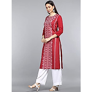 Vaamsi Crepe Printed Kurti(VPK1777_Maroon_L)