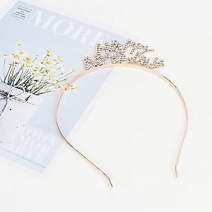 Birthday Crown Silver Rhinestone Birthday Tiara Birthday Party Decorations for Women Birthday Party Favors for Girls 16th 21st 30th 40th 50th 60th Birthday Crown Crystal Hair Accessories for Party(Rose Gold)