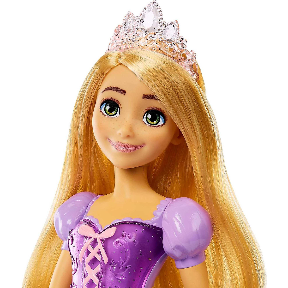 Mattel Disney Princess Toys, Rapunzel Fashion Doll, Sparkling Look with Blonde Hair, Blue Eyes & Tiara Accessory, Inspired by the Movie Tangled