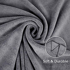 JML Microfiber Bath Towel 2 Pack(30" x 60"), Oversized Thick Towels, Soft, Super Absorbent and Fast Drying, No Fading Multipurpose Use for Sports, Travel, Fitness, Yoga, 30 in x 60 in, Grey 2 Count