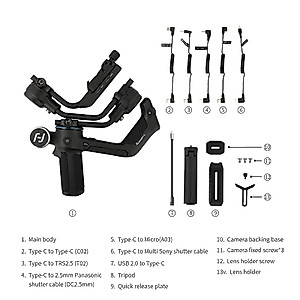 FeiyuTech SCORP-C Camera Stabilizer Gimbal for DSLR and Mirrorless Camera, Camera Handheld Gimbal 3-Axis, 5.5lbs Payload, for Sony α7Ⅳ A6300/A6400 A7S3 a9/a7 for Canon 5D3/80D for Nikon D7500/Z5/Z6 II