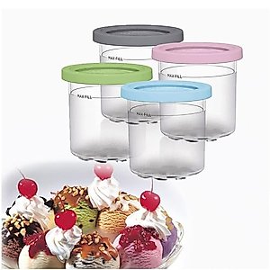 Creami Deluxe Pints, for Creami Ninja Ice Cream Pint Containers,16 OZ Ice Cream Storage Containers Reusable,Leaf-Proof Compatible NC301 NC300 NC299AMZ Series Ice Cream Maker