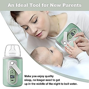 Portable Bottle Warmer, Bottle Warmer for Baby, USB Breast Milk Bottle Heater with LCD Display, 6 Adjustable Levels, Bottle Warm Helper on The go for Milk, Breast Milk, Water