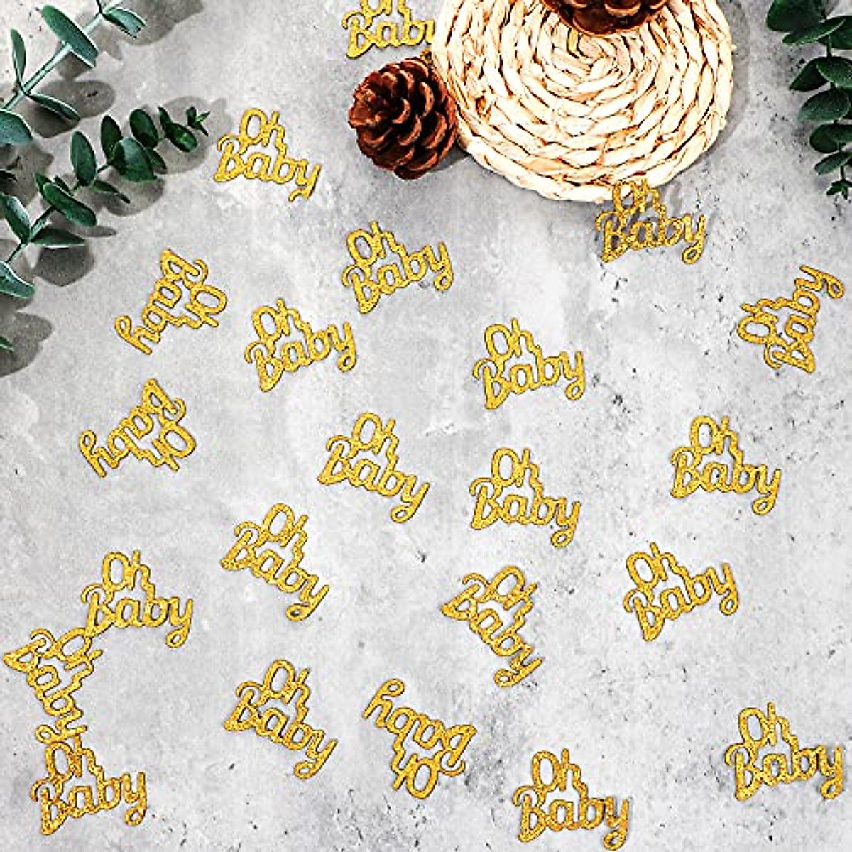 Sherr 100 Pieces Baby Confetti Decors Gold Glitter Baby Table Confetti Cute Little Baby Shower Confetti Sprinkle for Gender Reveal Baby Shower Birthday Party Decoration Supplies