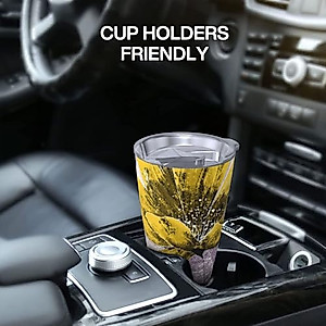 AYCZN Yellow Flower 20 OZ Tumbler Stainless Steel Travel Coffee Mug, Purple Floral Insulated Water Bottle with Lid Leakproof Thermal Cup