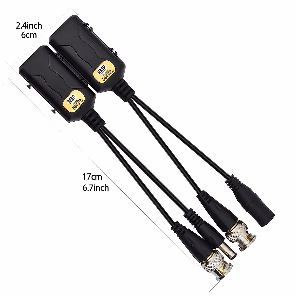 5 Pairs 8MP/4K Passive HD BNC Video Power Balun Transceiver Transmitter Via UTP RJ45 Cable AHD/TVI/CVI/CVBS Cable Connectors for 720P/960P/1080P/3MP/5MP/8MP CCTV Security Cameras