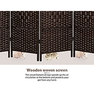 Room Divider 6 Ft Folding Wall Divider with Diamond Woven Fiber, Indoor Portable Room Partitions and Dividers for Room Separation,Rattan Room Dividers and Folding Privacy Screens,Brown(6 Panel)