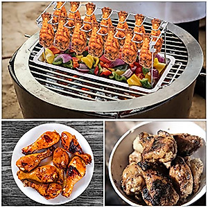 UNCO- Chicken Leg Rack for Grill with Drip Pan, 14 Slots Stainless Steel, Chicken Wing Rack for Smoker, Chicken Drumstick Rack, Chicken Stand for Smoker, Chicken Drumstick Holder, Grill Rack.