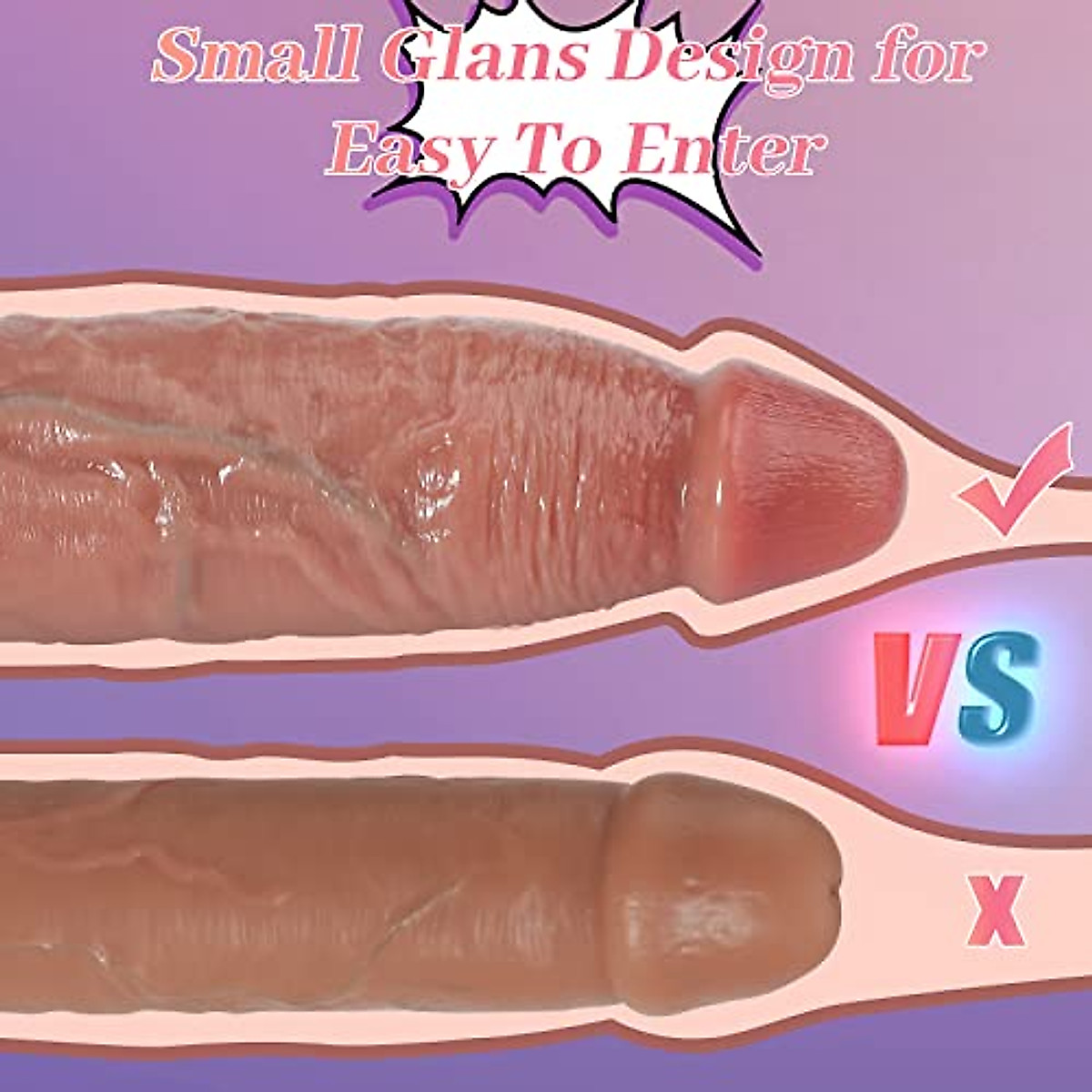 Small Glans Big Thick Dildo, 13.4" Huge Realistic Dildo without Balls for Anal Play, Silicone Dildos Fake Penis with Strong Suction Cup Adult Sex Toy for Vagina Anal G-spot Stimulating Quick Orgasm