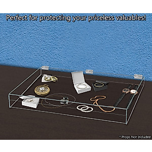 Acrylic Locking Display Case for Jewelry 24" x 18" x 3.75" Clear Rectangular Display Box Security Showcase Safe Box with Lock and Key for Jewelry Selling Collector Watches Knives by Marketing Holders