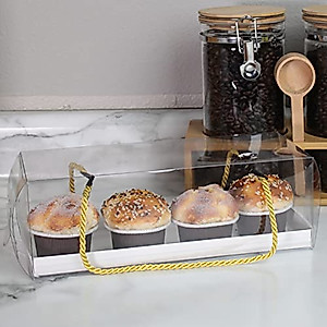 Spec101 Clear Dessert Boxes with Handles - 10.8x4.3x3.7in Small Cake Boxes 10pk Clear Gift Boxes for Bakery and Favors