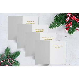 Better Office Products 50 Pack Christmas Cards with Gold Foil Iconic Images, 5" x 7", High Gloss, Gold Foil Interior Greeting, with 50 Envelopes, 50 Count Boxed Set