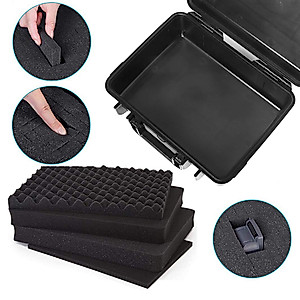 MOOCY 10" Small Hard Case with Foam Insert, 10.8 x 8.6 x 3.7 Inch - Watertight Padded Case Protect Pistol, Microphone, and Camera Equipment