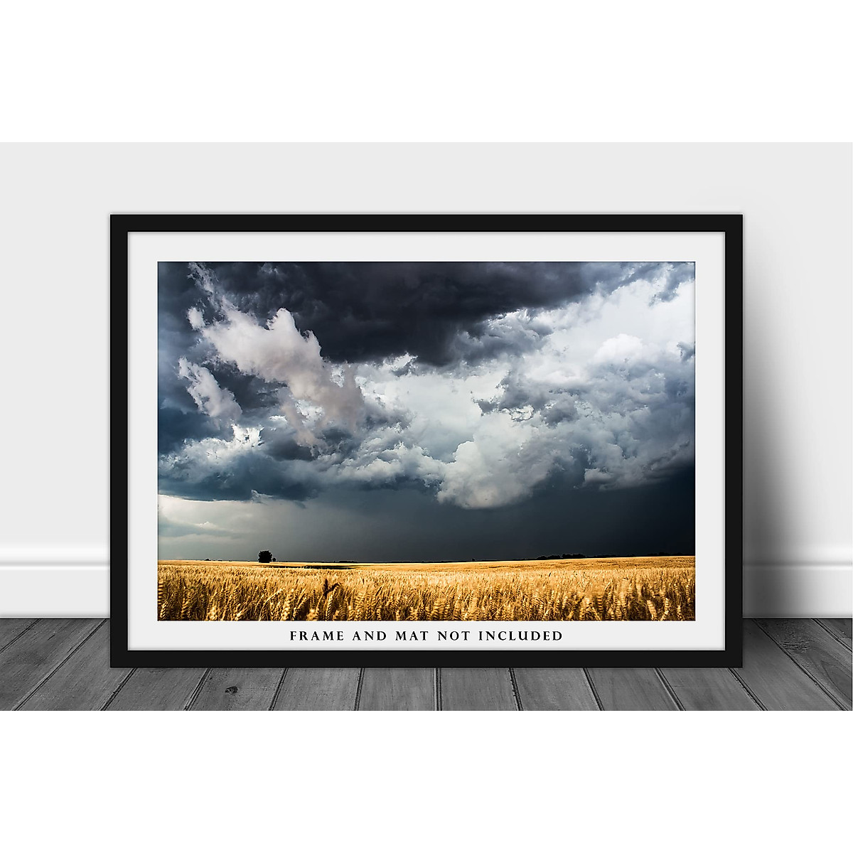 Country Photography Print (Not Framed) Picture of Storm Clouds Gathering Over Golden Wheat Field on Spring Day in Kansas Western Wall Art Farmhouse Decor (11" x 14")