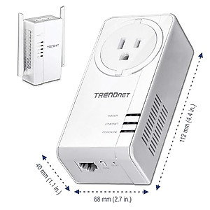 TRENDnet Wi-Fi Everywhere Powerline 1200 AV2 Dual-Band AC1200 Wireless Access Point Kit, Includes 1 x TPL-430AP and 1 x TPL-423E, 3 x Gigabit Ports, Easy Installation, White, TPL-430APK