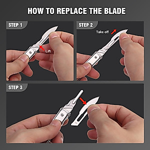 FUNBRO Folding Scalpel Pocket Knife, EDC Utility Surgical Knives With 10pcs #24 Replaceable Razor Blades for Outdoor Hunting Everyday Carry, Small Knife Collection Unique Gift for Men Women