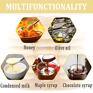 Fkksparkler Honey Dispenser No Drip Glass With Stand Maple Syrup Dispenser Glass 6.8 Oz Honey Jar Honey Pot Apply to Olive Oil Syrup Sauce For Kitchen Coffee Bar Upgraded.