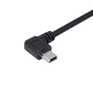 CERRXIAN 9Inch Mini USB Cable Combo Mini USB Female to Right Angle & Left Angle Male Data Sync and Charge Extension Cable (Black)(2-Pack) RL