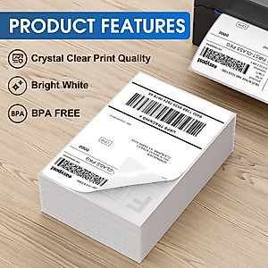 MaxGear 4" x 6" Direct Thermal Labels, 500 Fanfold Labels, for Shipping & Mailing, Perforated White, Commercial Grade with Permanent Adhesive, Compatible with Most Thermal Printers,1 Stack